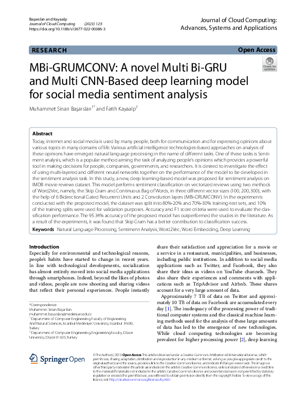 (PDF) MBi-GRUMCONV: A novel Multi Bi-GRU and Multi CNN-Based deep learning model for social ...