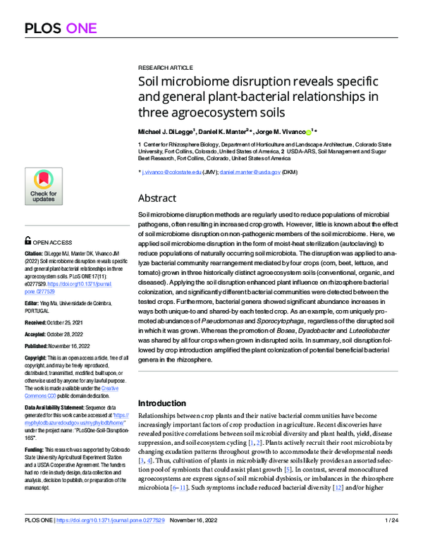 (PDF) Microbiome Disruption Effects on Crop Bacteria