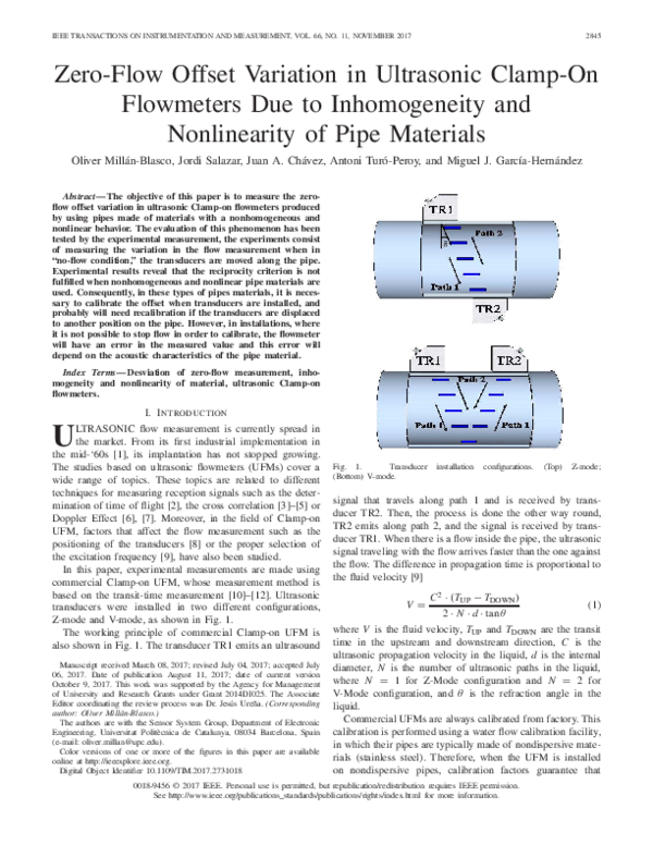 (PDF) Zero-Flow Offset Variation in Ultrasonic Clamp-On Flowmeters Due to Inhomogeneity and ...