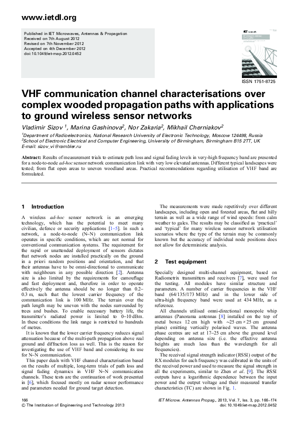 (PDF) VHF communication channel characterisations over complex wooded propagation paths with ...