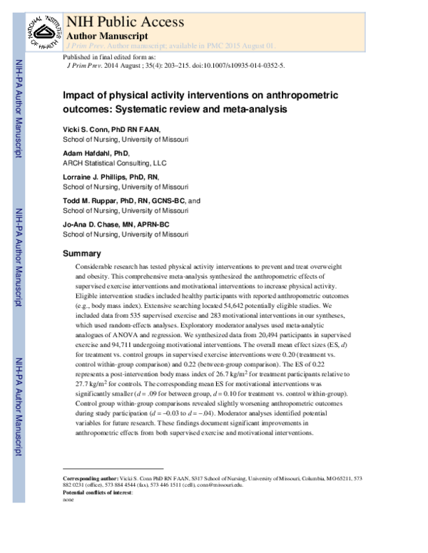 (PDF) Impact of Physical Activity Interventions on Anthropometric ...