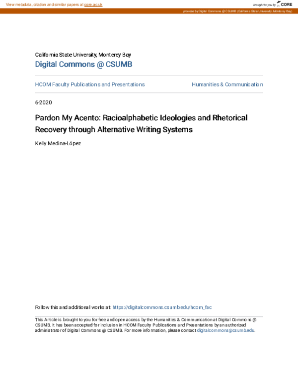 (PDF) Pardon My Acento: Racioalphabetic Ideologies and Rhetorical ...