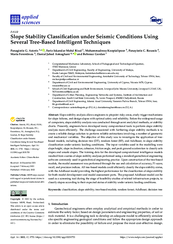 (PDF) Slope Stability Classification under Seismic Conditions Using ...