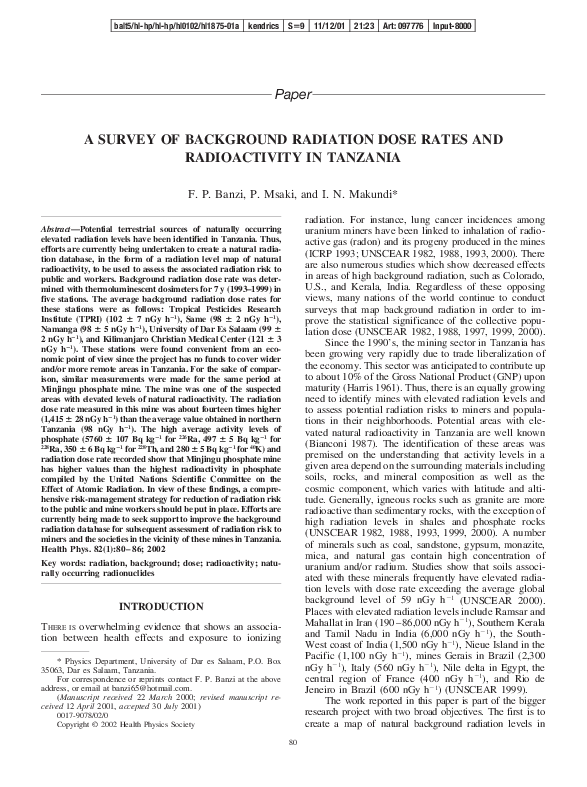 (PDF) A Survey of Background Radiation Dose Rates and Radioactivity in ...