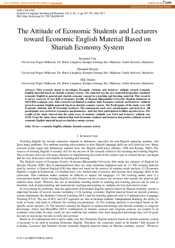 (PDF) Developing Economic English Instructional Material Based On ...