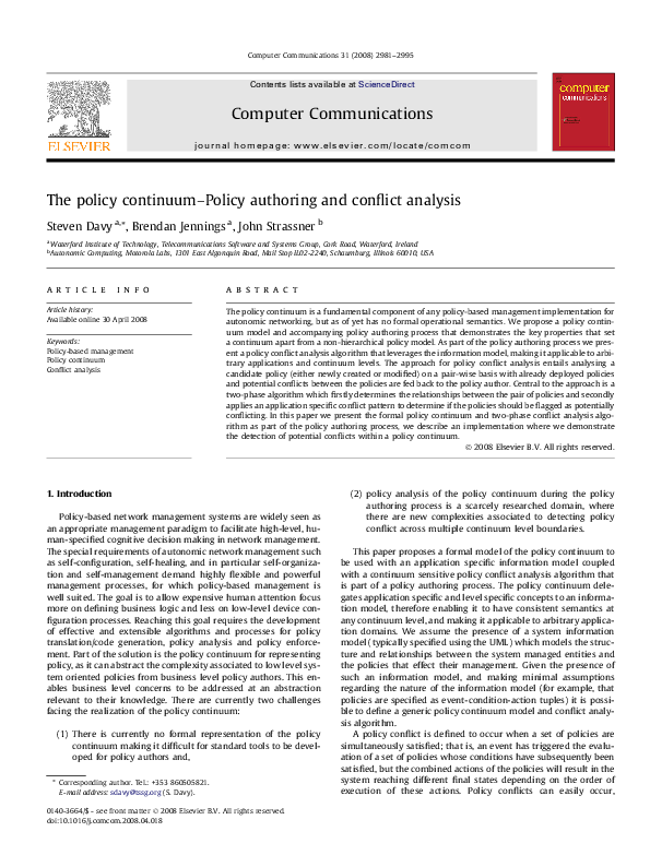 (PDF) The policy continuum–Policy authoring and conflict analysis