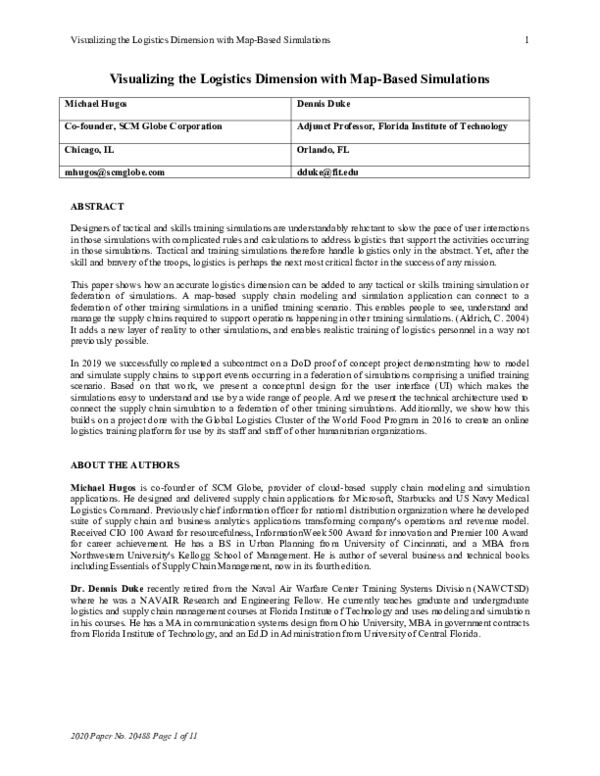 (PDF) Visualizing the Logistics Dimension with Map-Based Simulations