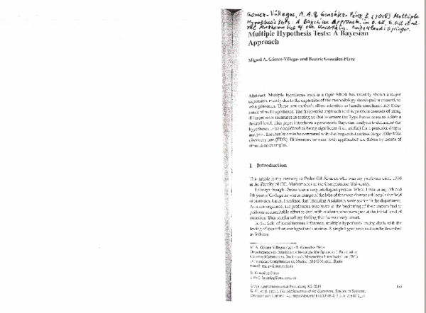Pdf Multiple Hypothesis Tests A Bayesian Approach