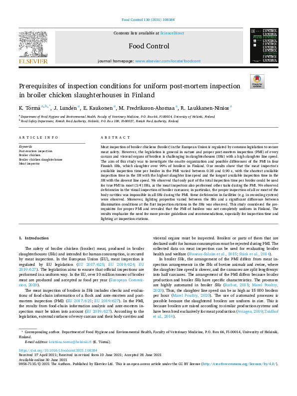 (PDF) Prerequisites of inspection conditions for uniform post-mortem ...