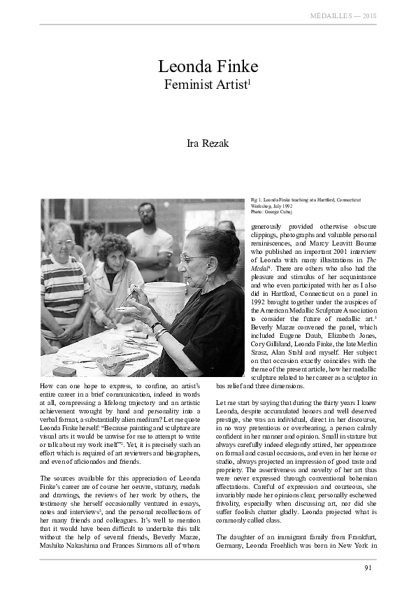(PDF) Leonda Finke, Feminist Artist | Ira Rezak - Academia.edu