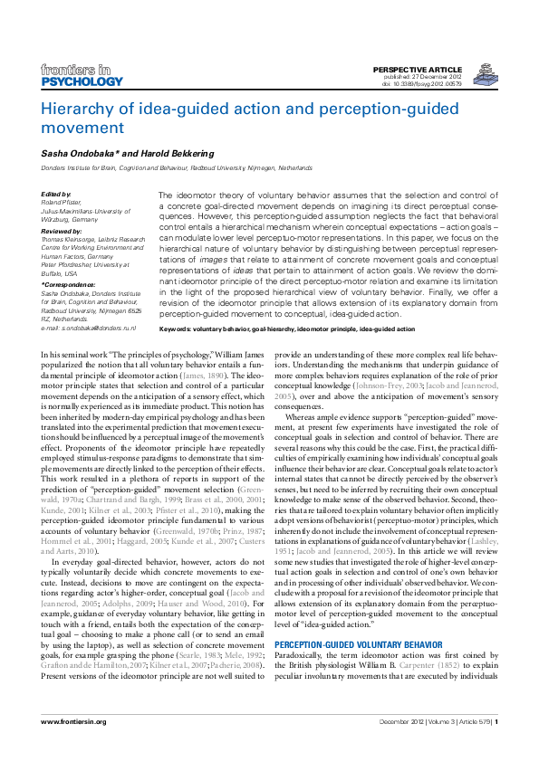 (PDF) Hierarchy of Idea-Guided Action and Perception-Guided Movement