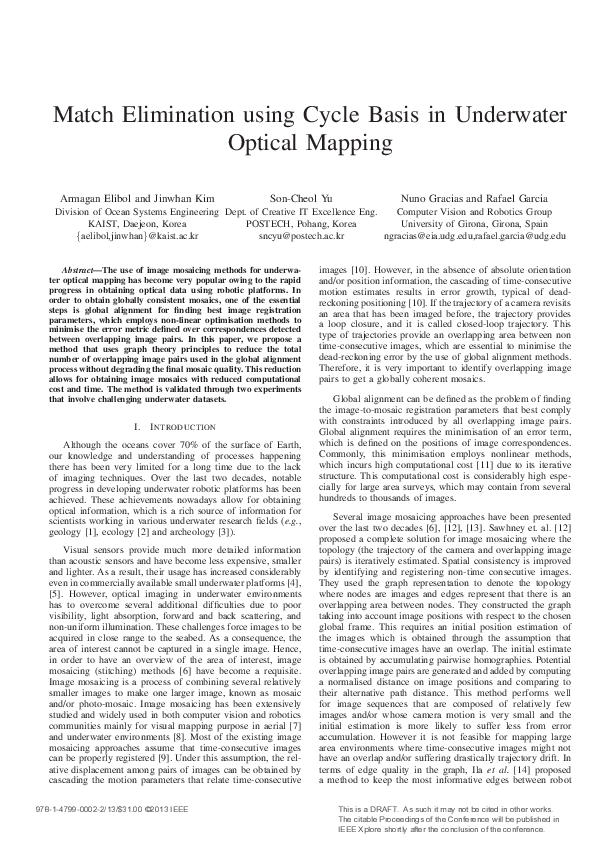 (PDF) Match elimination using cycle basis in underwater optical mapping