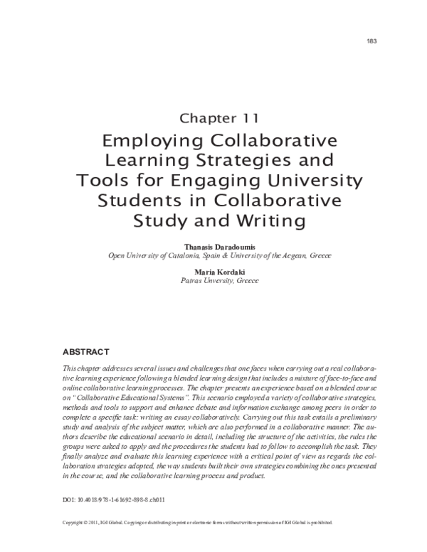 (PDF) Employing Collaborative Learning Strategies and Tools for ...