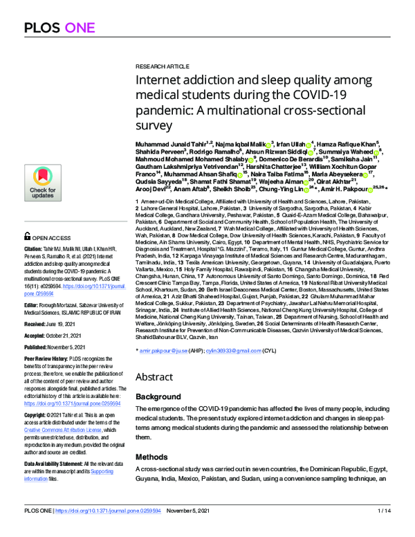 (PDF) Internet addiction and sleep quality among medical students during the COVID-19 pandemic ...