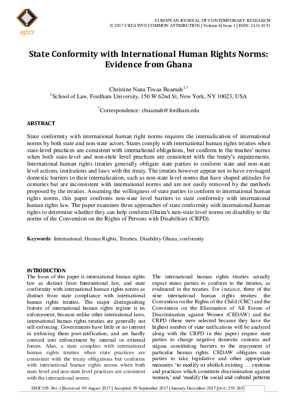 (PDF) State Conformity with International Human Rights Norms: Evidence ...