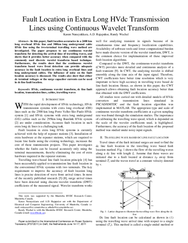 Pdf Fault Location In Extra Long Hvdc Transmission Lines Using