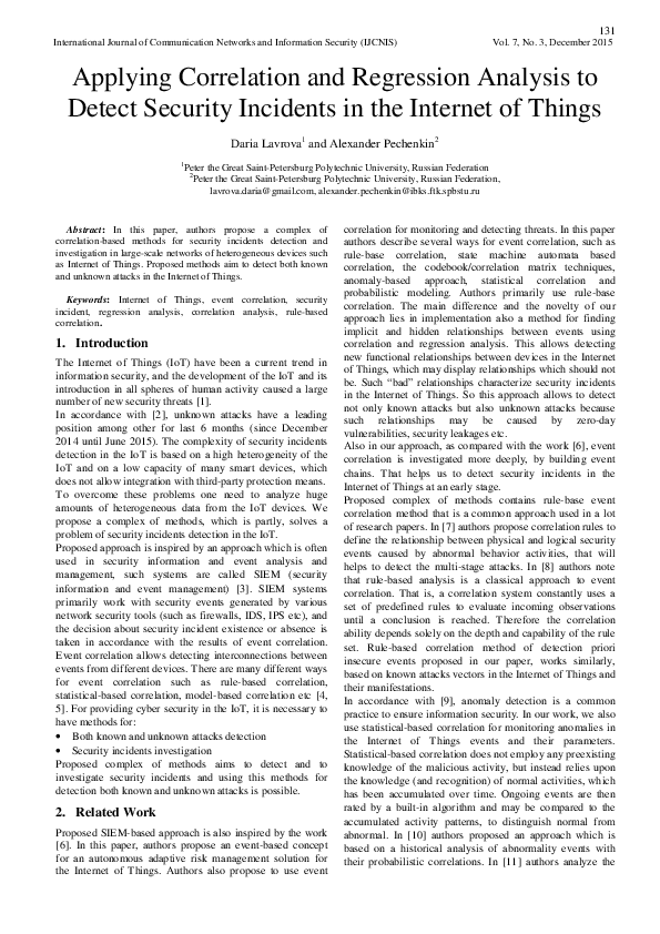 (PDF) Applying Correlation and Regression Analysis Methods for Security ...