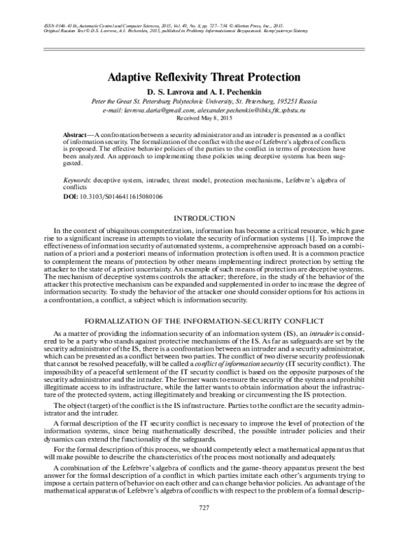(PDF) Adaptive reflexivity threat protection