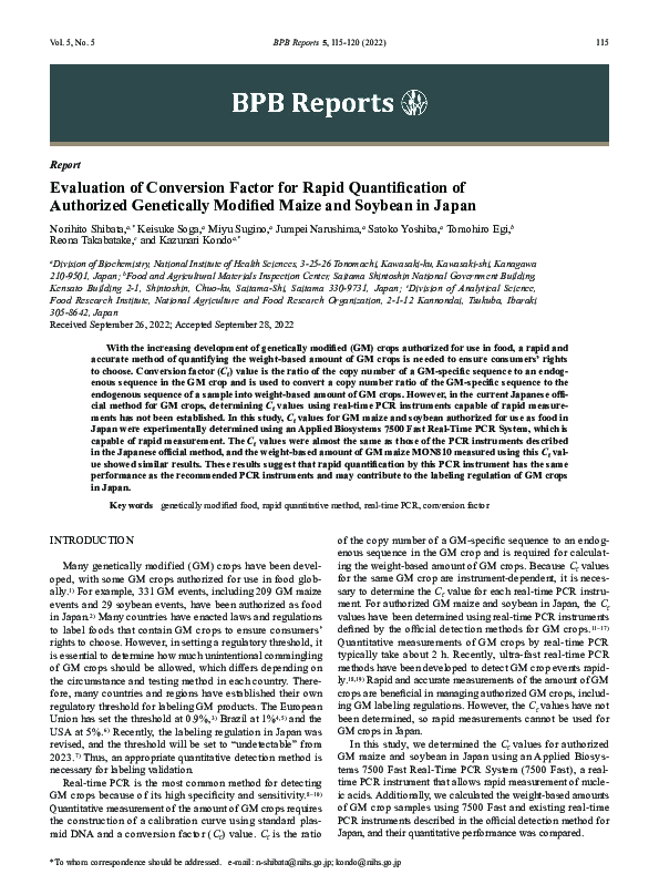 (PDF) Evaluation of Conversion Factor for Rapid Quantification of Authorized Genetically ...