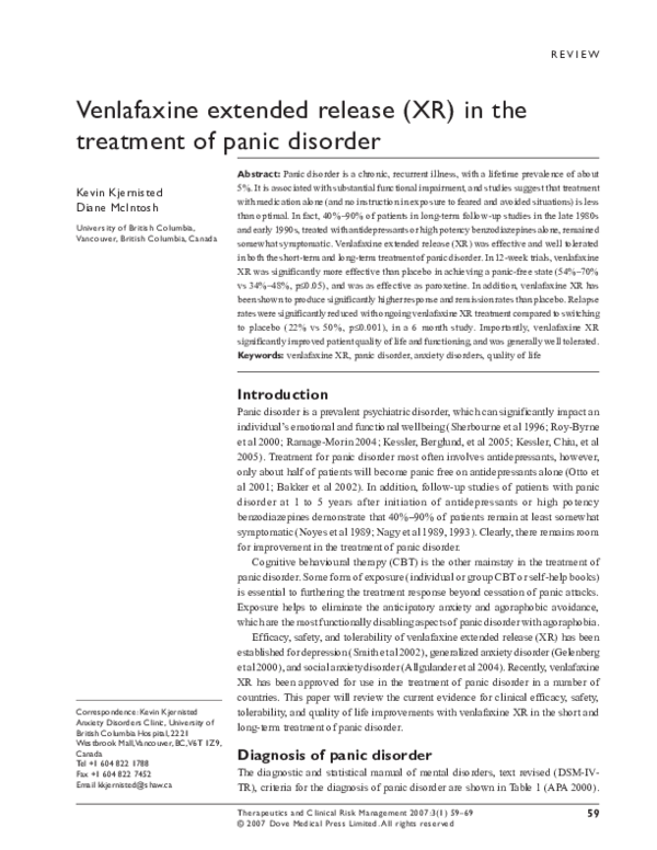 (PDF) Treatment of Panic Disorder