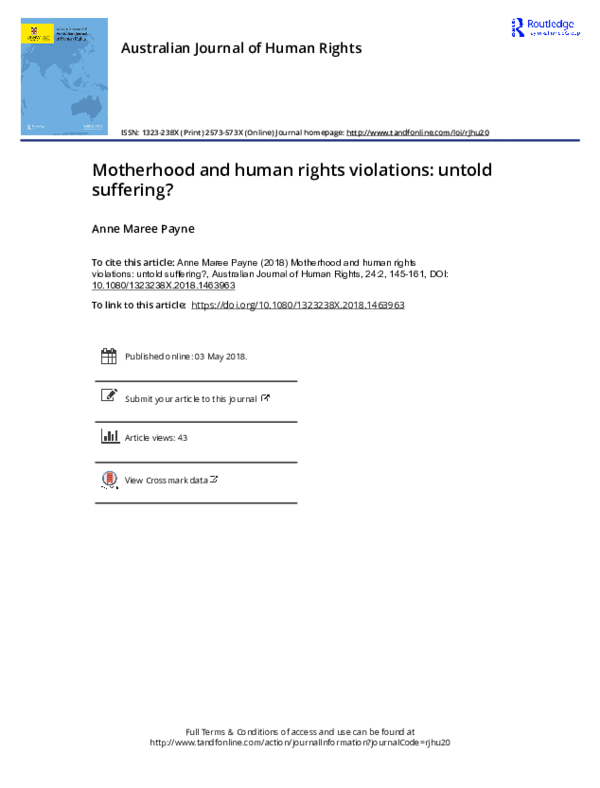 (PDF) Motherhood and human rights violations: untold suffering?