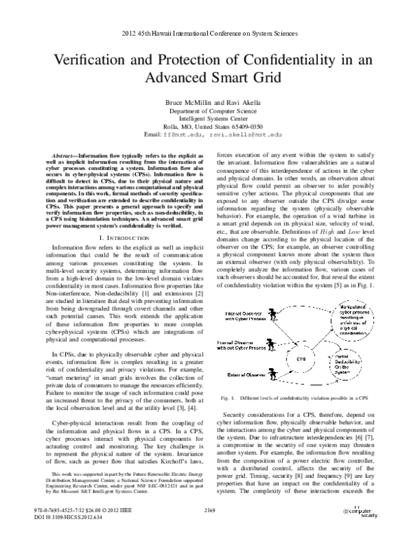 (PDF) Verification and Protection of Confidentiality in an Advanced ...
