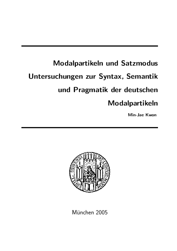 (PDF) Modalpartikeln und Satzmodus