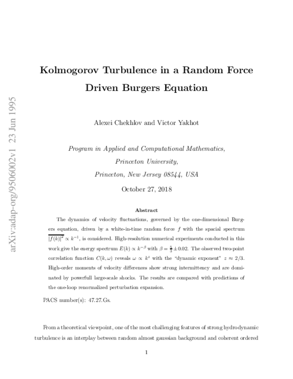 (PDF) Kolmogorov turbulence in a random-force-driven Burgers equation