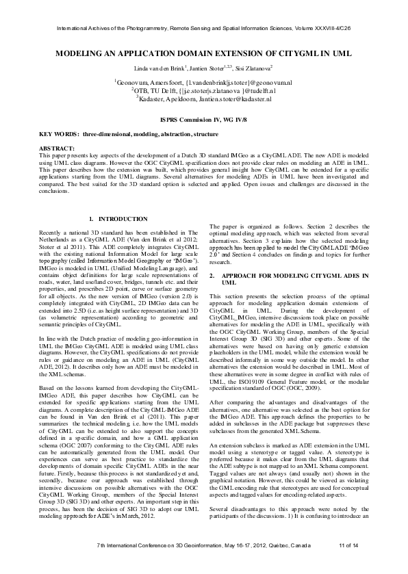 (PDF) Modeling an Application Domain Extension of Citygml in Uml