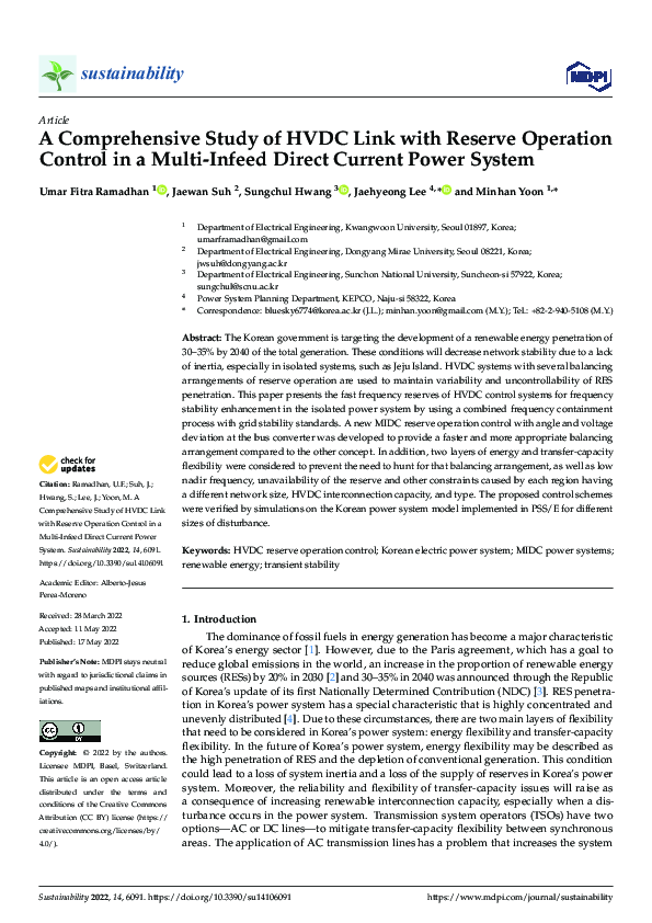 (PDF) A Comprehensive Study of HVDC Link with Reserve Operation Control in a Multi-Infeed Direct ...
