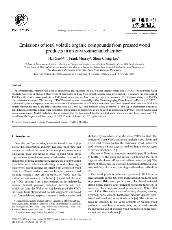 (PDF) Emissions of total volatile organic compounds from pressed wood ...