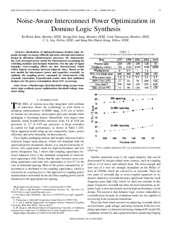 (PDF) Noise-aware interconnect power optimization in domino logic synthesis