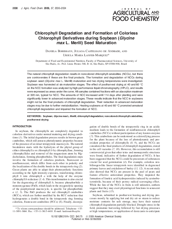 (PDF) Chlorophyll Degradation and Formation of Colorless Chlorophyll ...