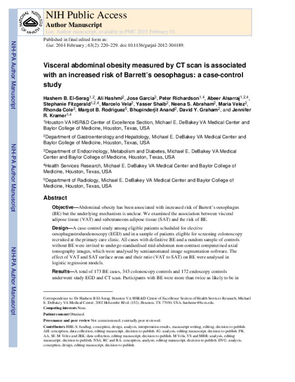 (PDF) Visceral abdominal obesity measured by CT scan is associated with ...