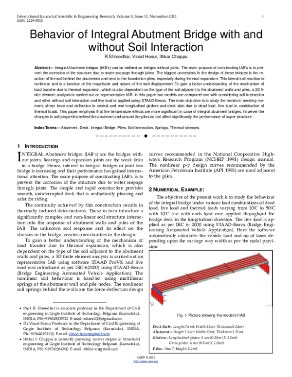 (PDF) Behavior of Integral Abutment Bridge with and without Soil Interaction
