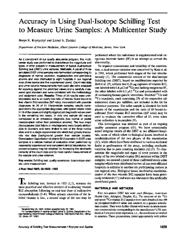 (PDF) Accuracy in Using Dual-Isotope Schilling Test to Measure Urine ...