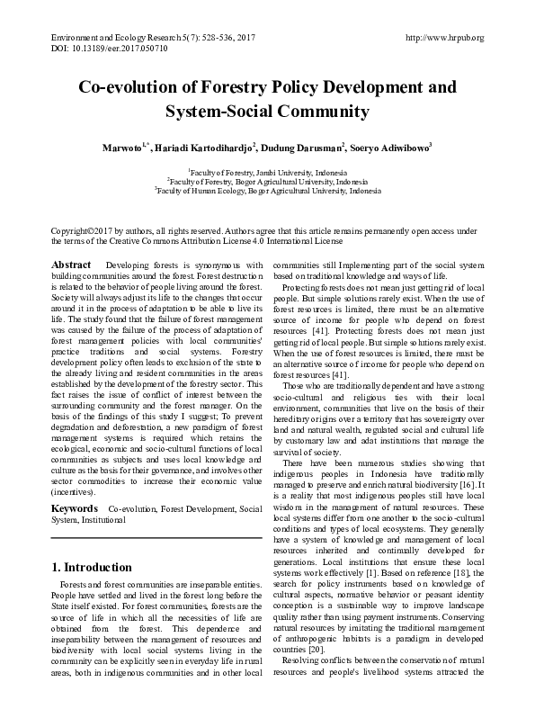 (PDF) Co-evolution of Forestry Policy Development and System-Social Community
