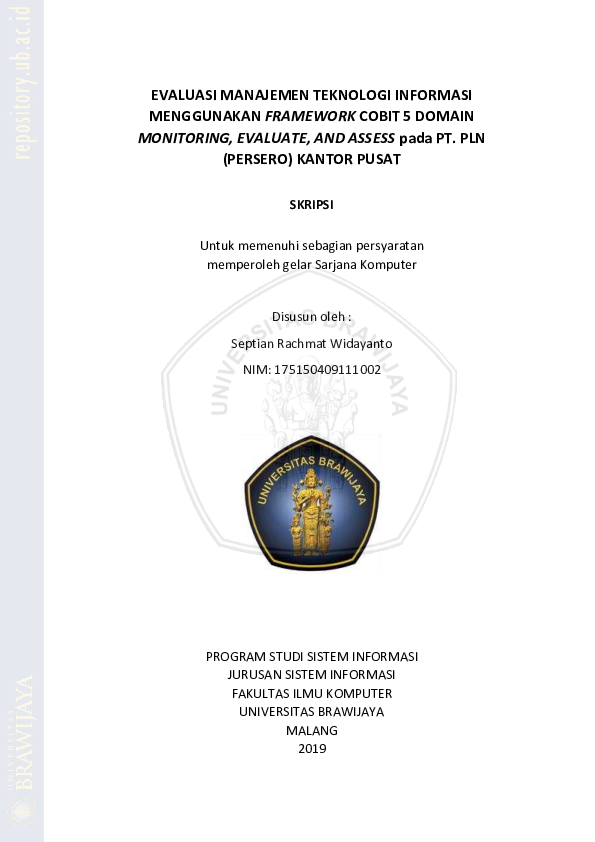 Pdf Evaluasi Manajemen Teknologi Informasi Menggunakan Framework Cobit 5 Domain Monitoring