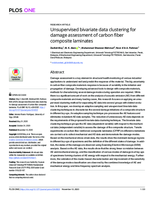 (PDF) Unsupervised bivariate data clustering for damage assessment of ...