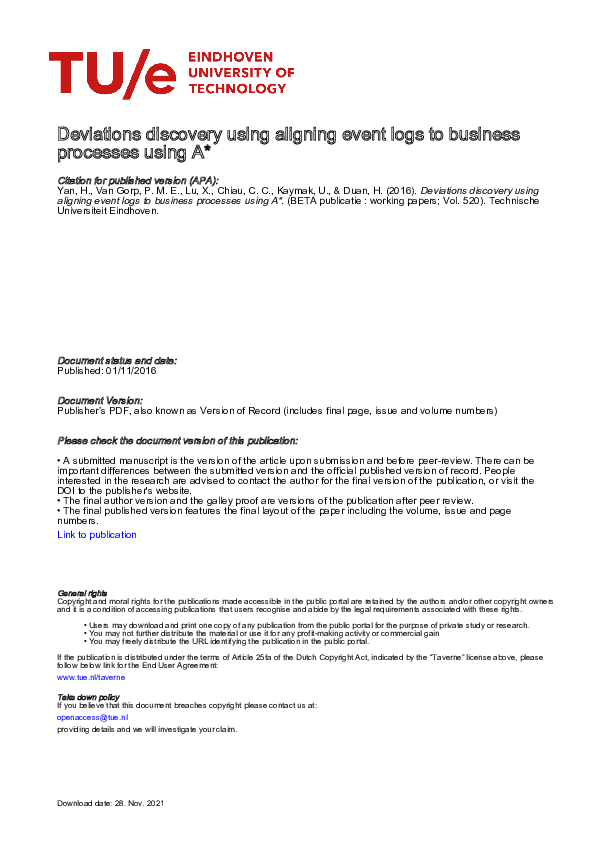 (PDF) Deviations discovery using aligning event logs to business ...