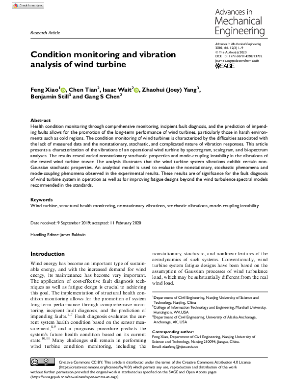 Pdf Condition Monitoring And Vibration Analysis Of Wind Turbine Sunder Selwyn
