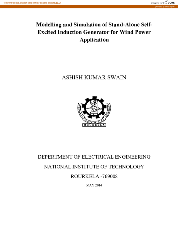 Pdf Modelling And Simulation Of Stand Alone Self Excited Induction Generator For Wind Power