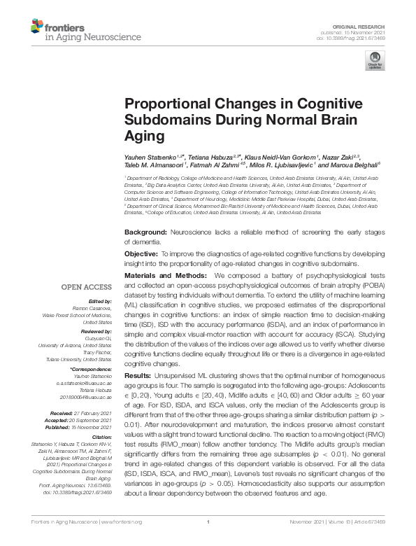 (PDF) Proportional Changes in Cognitive Subdomains During Normal Brain ...