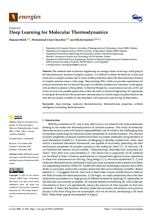 (PDF) Deep Learning for Molecular Thermodynamics