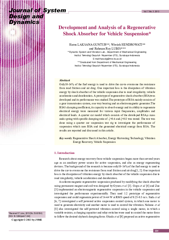 (PDF) Development and Analysis of a Regenerative Shock Absorber for ...