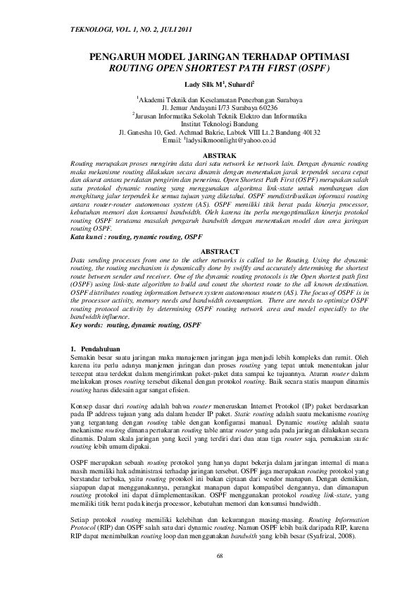 (PDF) Pengaruh Model Jaringan Terhadap Optimasi Routing Open Shortest ... (PDF) Pengaruh Model Jaringan Terhadap Optimasi Routing Open Shortest ...
