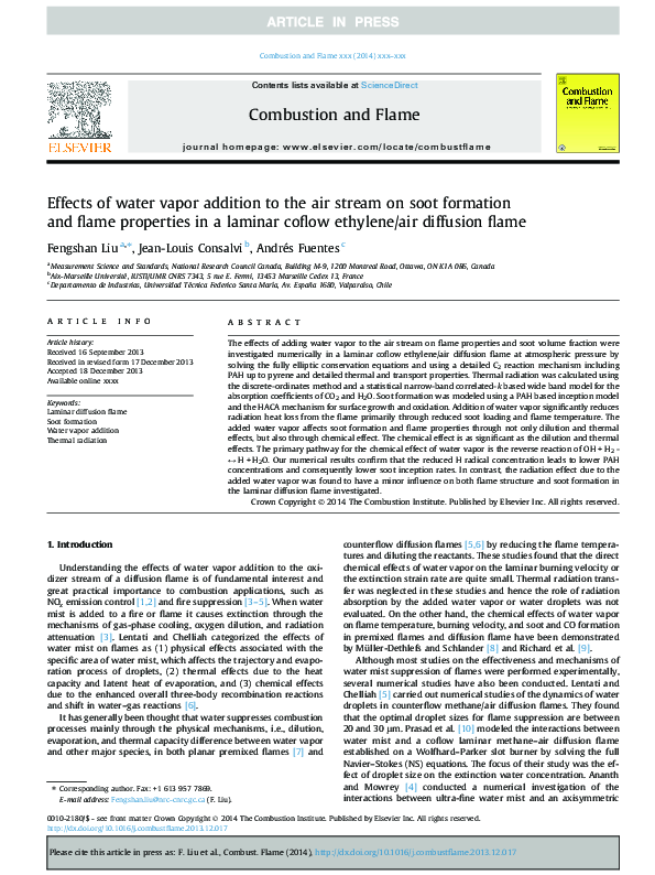 (PDF) Effects of water vapor addition to the air stream on soot ...