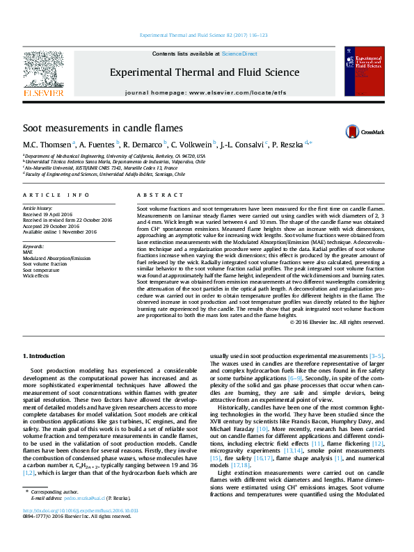 (PDF) Soot measurements in candle flames