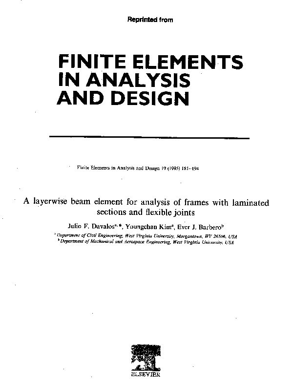 (PDF) A layerwise beam element for analysis of frames with laminated sections and flexible joints