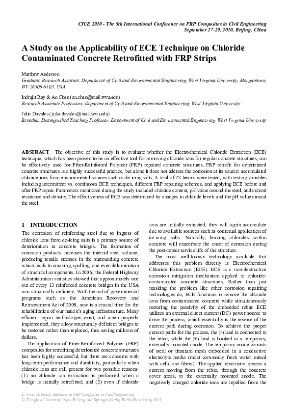 (PDF) A Study on the Applicability of ECE Technique on Chloride ...